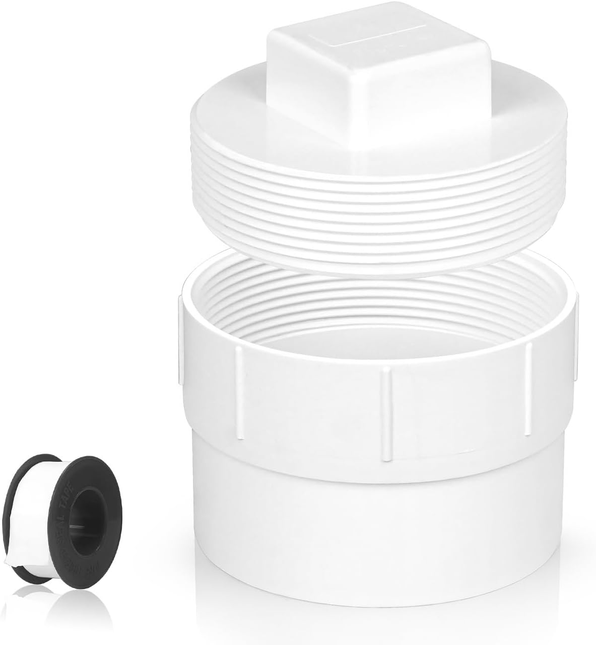 Amazon.com: 3" PVC Sewer Cleanout Adapter with Plug Pipe Fitting, PVC ...