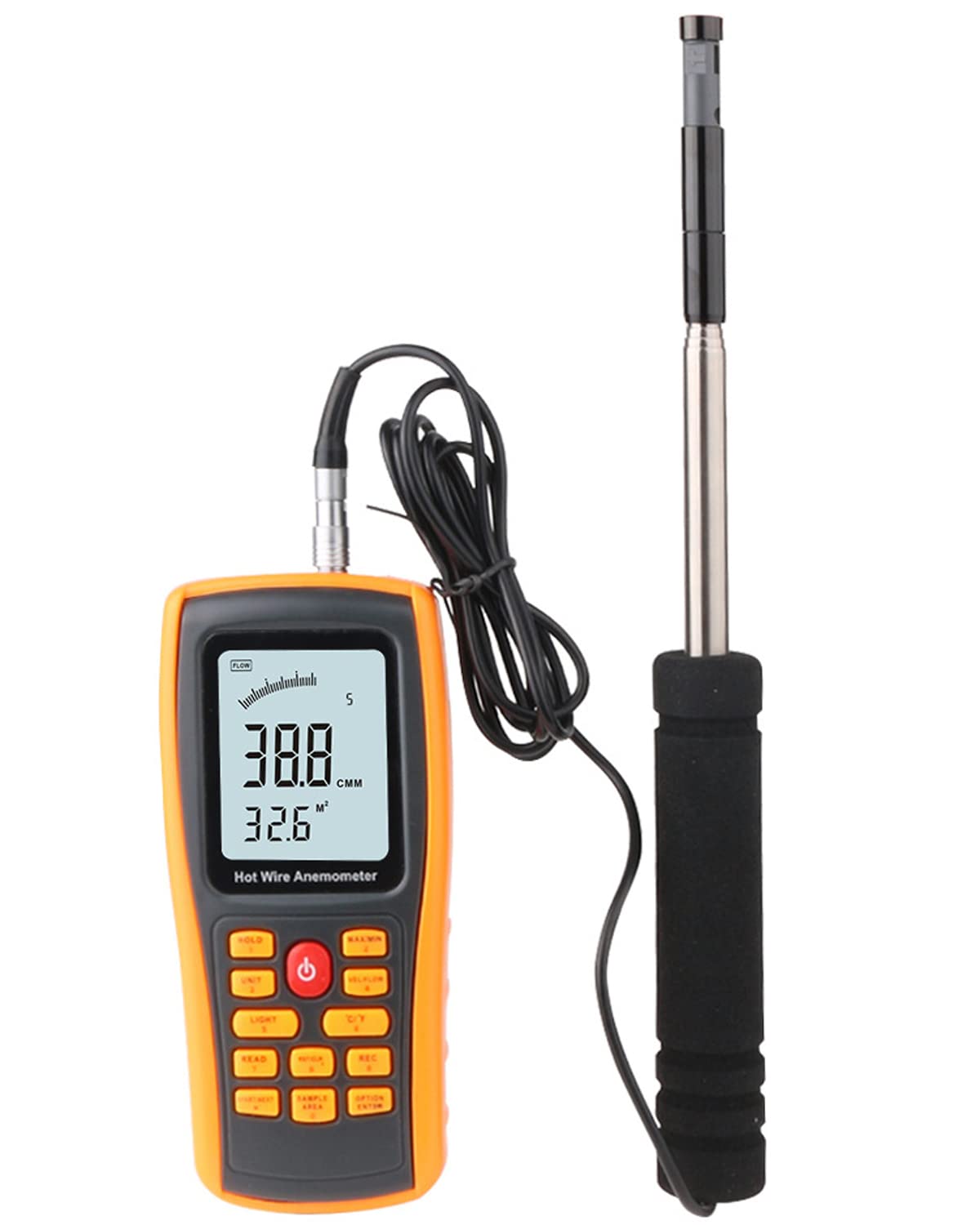 Buy Digital Anemometer Portable Digital Hot Wire Wind Speed Temperature Gauge Anemometer With