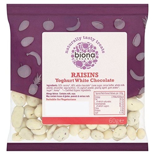 Amazon.com : Biona Organic Raisins Yoghurt White Chocolate - 60g ...