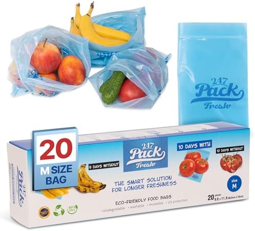 Amazon.com: Freshpack 247 Food Bags – Tear-Off Bags on a Roll, Reusable ...
