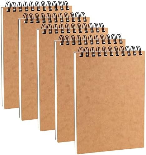A5 Spiral Sketchbook,3Pack Kraft Paper Sketch Pad 100 Pages/ 50 Sheets ...