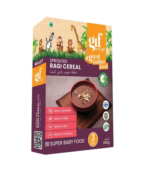 Great Indian Food Sprouted Ragi Cereal Mix 300gm : Amazon.in: Grocery ...