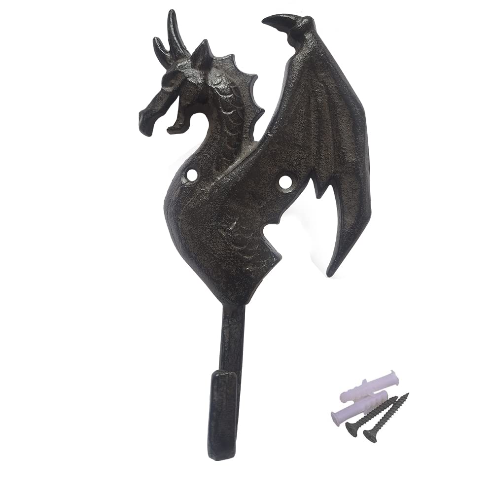 Amazon.com: WINTENT Decorative Rustic Cast Iron Wall Hook Hanger Dragon ...