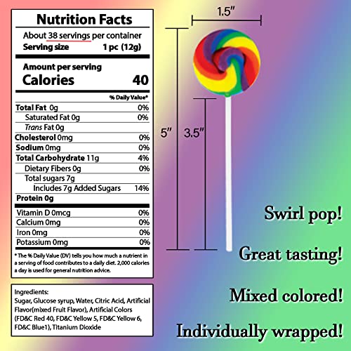 Snapklik.com : Mini Rainbow Swirl Lollipop Mixed Fruit Flavor Suckers