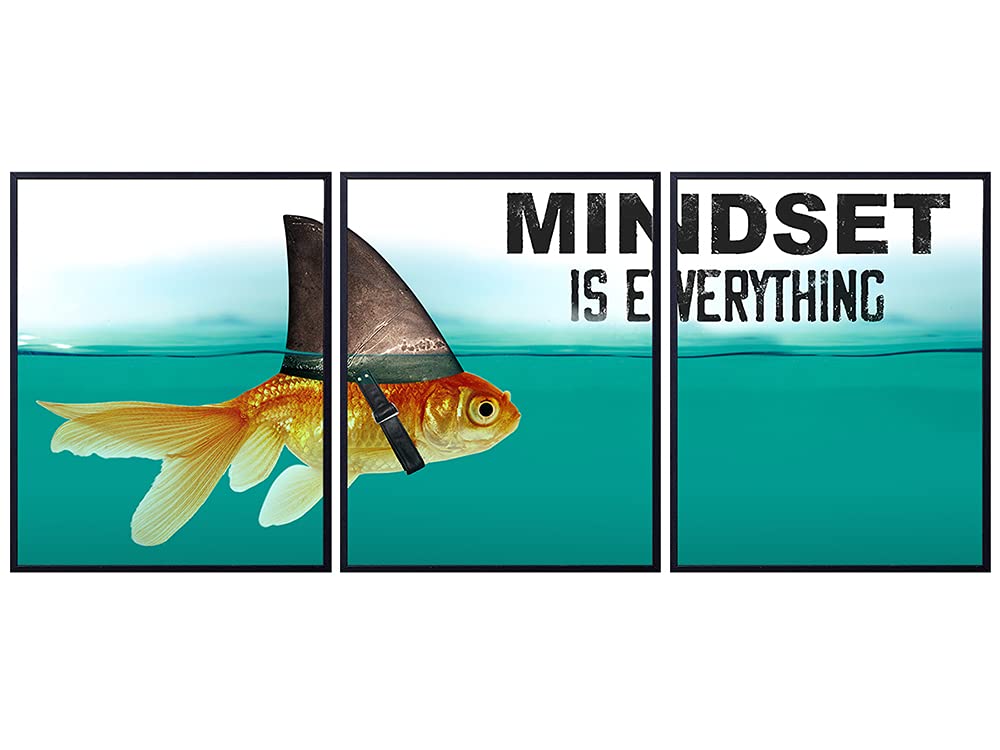 Shark Fin Quotes Inspirational "mindset Is Everything" Metal Sign