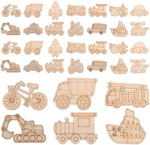 Amazon.com: 30 Pack Unfinished Wood Excavator Cutouts Tractor Crafts ...