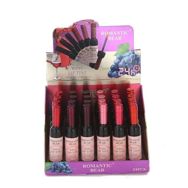 Amazon.com : 24 Pices Wine Bottle Lip Tint Stain Set Matte All Day ...