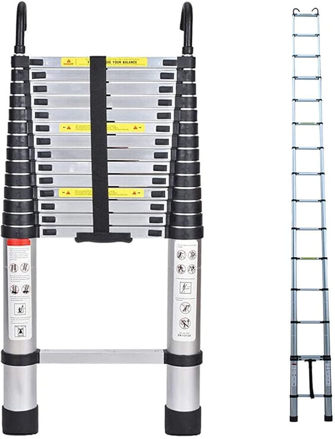 5M Telescopic Ladder with Roof Hook Kit Aluminium Portable Multi ...