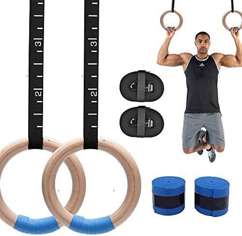 TechHark® Gymnastic ABS Rings with Heavy Duty Adjustable Strap Capacity ...