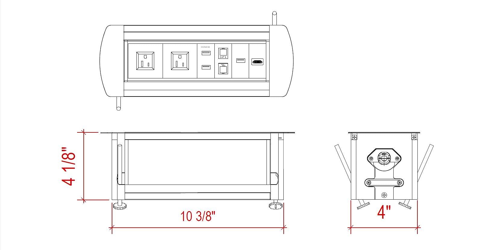 CJS Black Power Communication Box wAC power,USB chargingTransfer ports ...