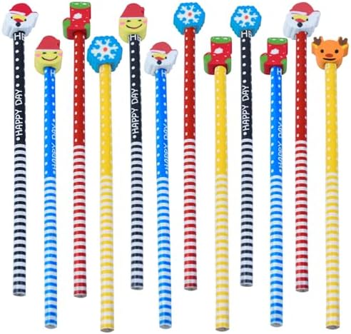 12PCS Christmas Pencils with Rubber, Cute Wood Pencils with Christmas ...