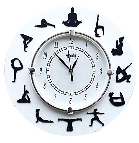 Buy Angira Handicrafts Wooden Yoga Poses Wall Clock - Black & White ...