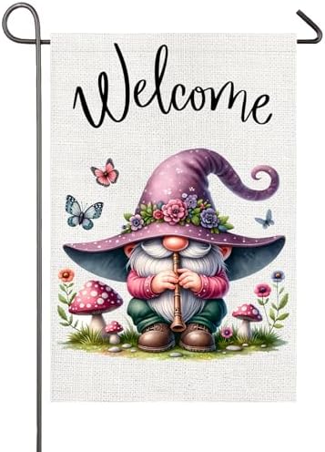 Amazon.com : Spring Gnome Garden Flag 12x18 Inch Double Sided Mushrooms ...