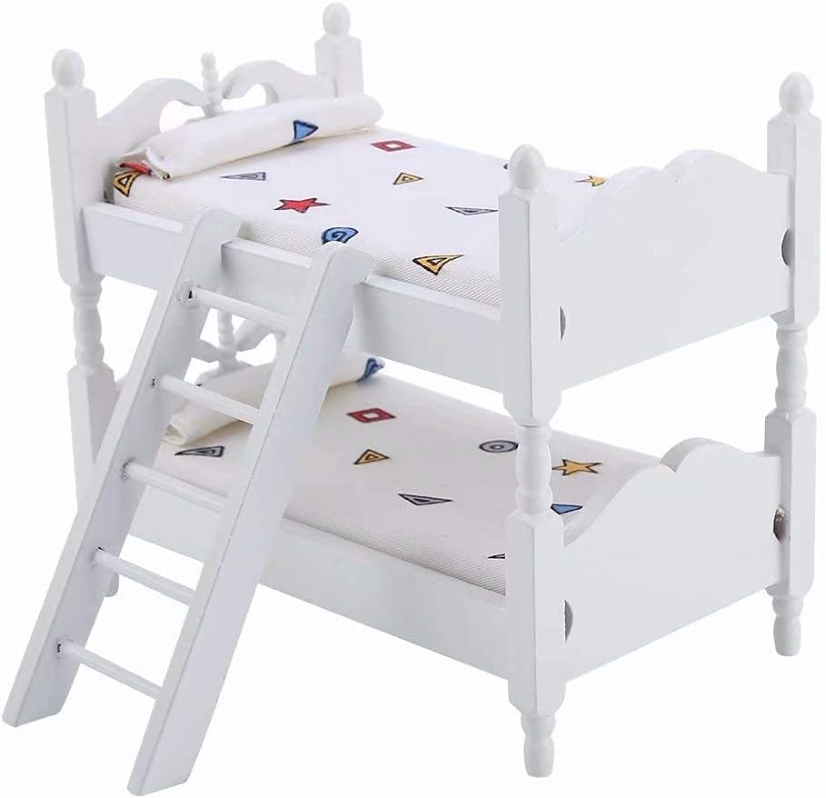 JOYIAL Loft Bed,1:12 Scale Wooden Dollhouse Furniture Miniature Mini ...