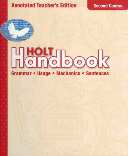 Holt Handbook: Grammar Usage Mechanics Sentences, 1st Course, Annotated ...