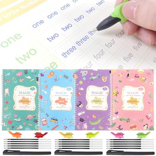 Amazon.com : LUCKFUTURE Grooved Handwriting Book Practice, Magic ...