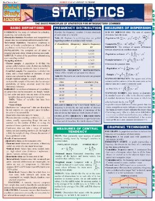 Statistics Laminate Reference Chart: Parameters, Variables, Intervals ...