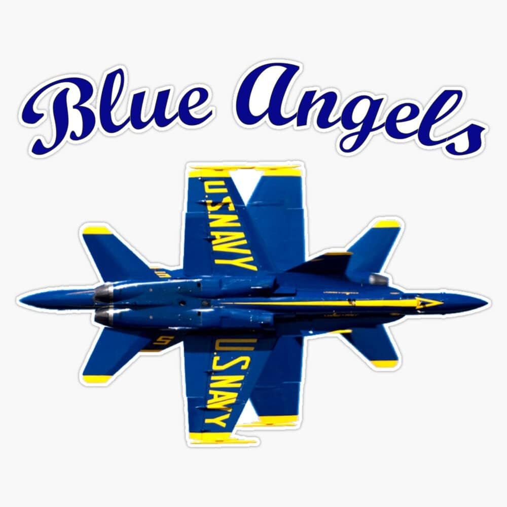 Amazon.com - Blue Angels Yellow Cursive Letters Sticker (Fly Pilot Jet ...