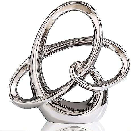 Amazon.com: Modern Silver Decor Ceramic Statue - Abstract Home Accent ...