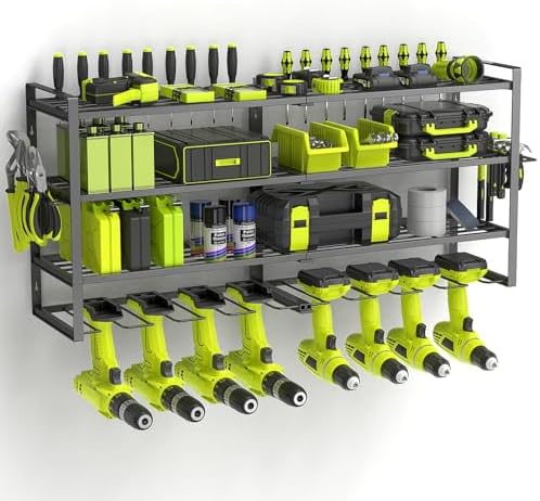 WELDUN 4 Layer Power Tool Organizer, Wall Mount Drill Holder for 8 ...