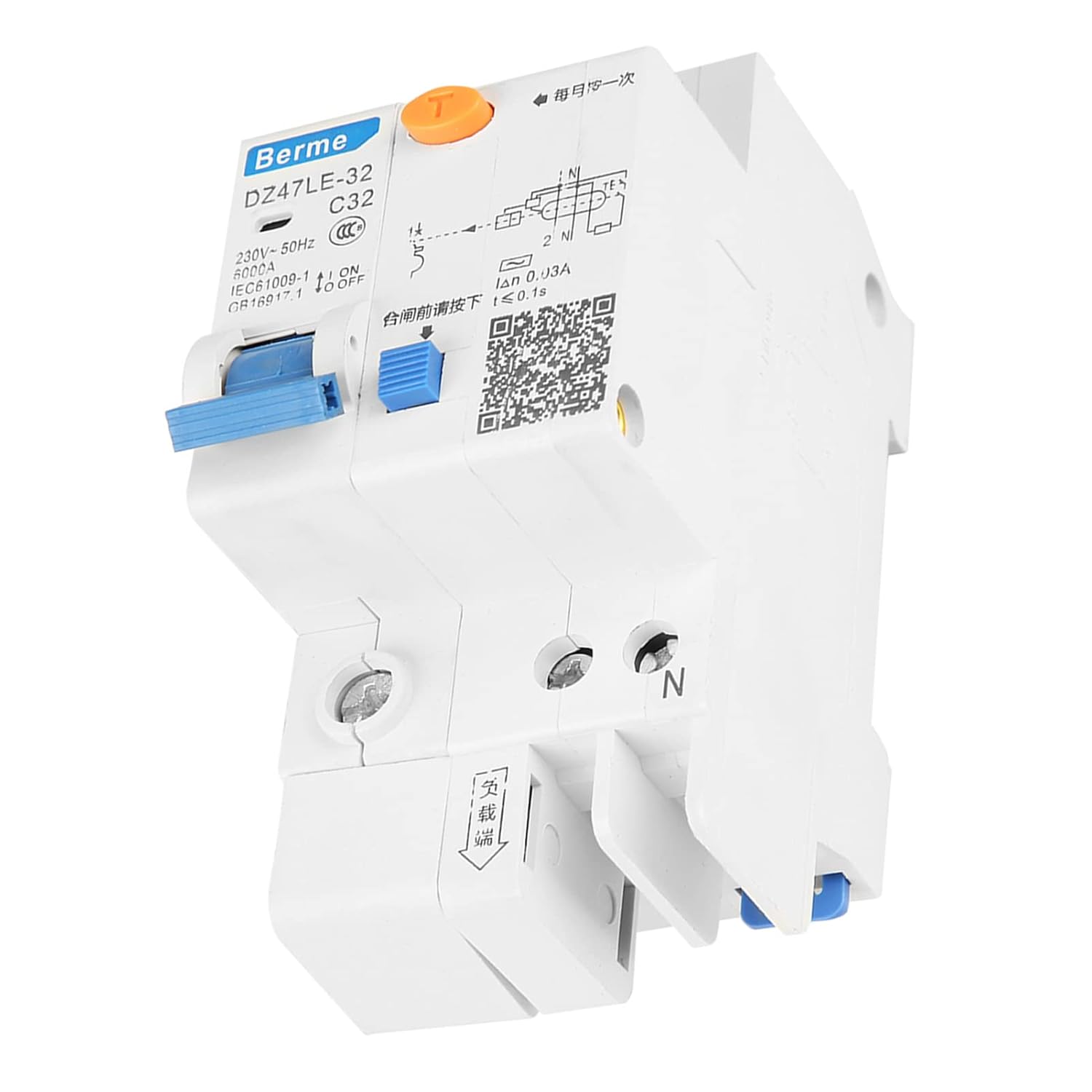 DZ47LE?32 1p N C32 RCCB Current Circuit Breaker 30mA 230V: Amazon.com ...
