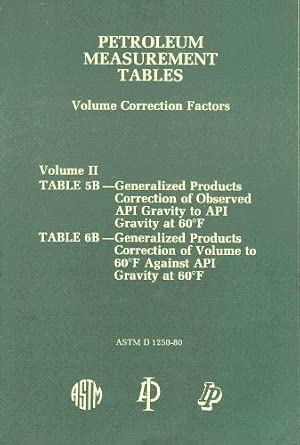 Petroleum Measurement Tables (Volume Correction Factors) Volume 2: ...