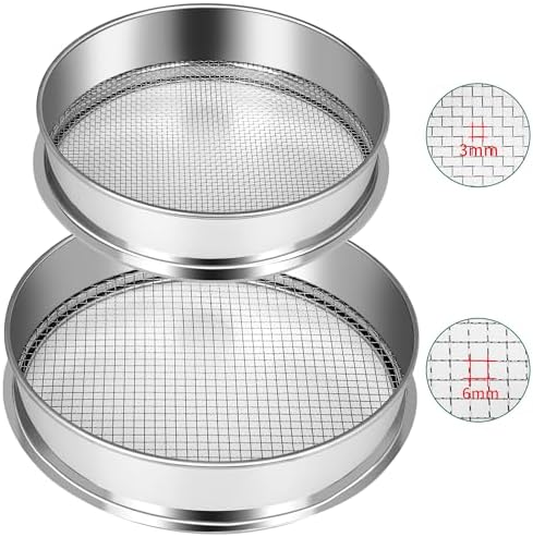 Amazon.com : FMTYAOIU 2 Pcs Garden Soil Sifter, Stainless Steel Mesh ...