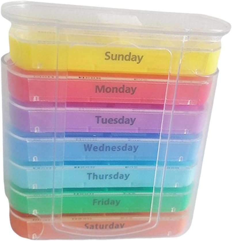 Amazon.com: Jojomis Weekly Pill Organizer 7 Day Rainbow Color Daily ...