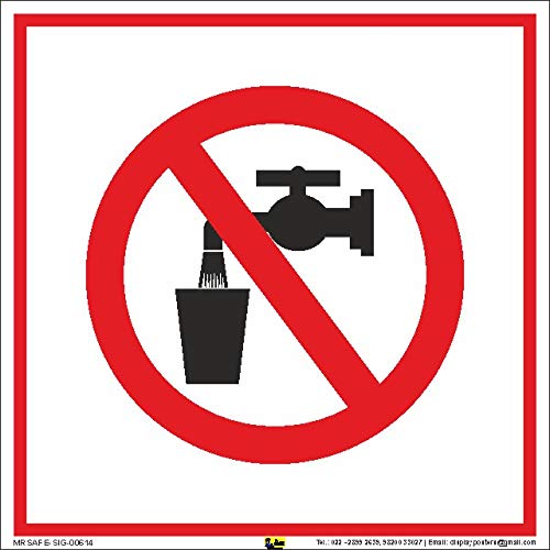 Mr. Safe - Water not for drinking Sign PVC Sticker 8 inch X 8 inch ...
