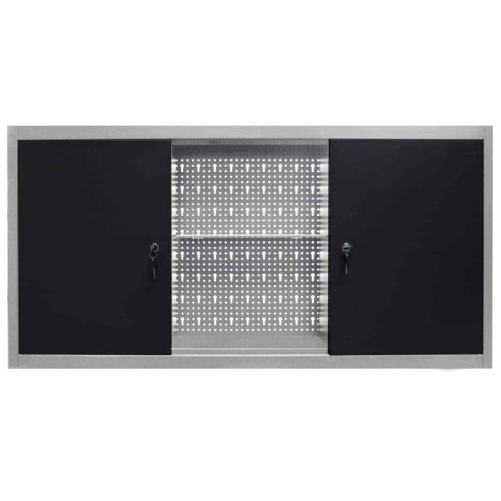 Buy Wall ed Tool Storage Cabinet, Grey and Black Metal Lockable Doors ...