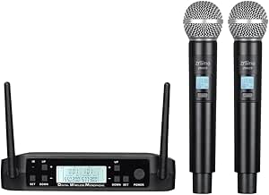 Amazon.com: ZRAMO 200-Channel Wireless Microphone System, Dual UHF Metal Cordless Mic Set, Long ...