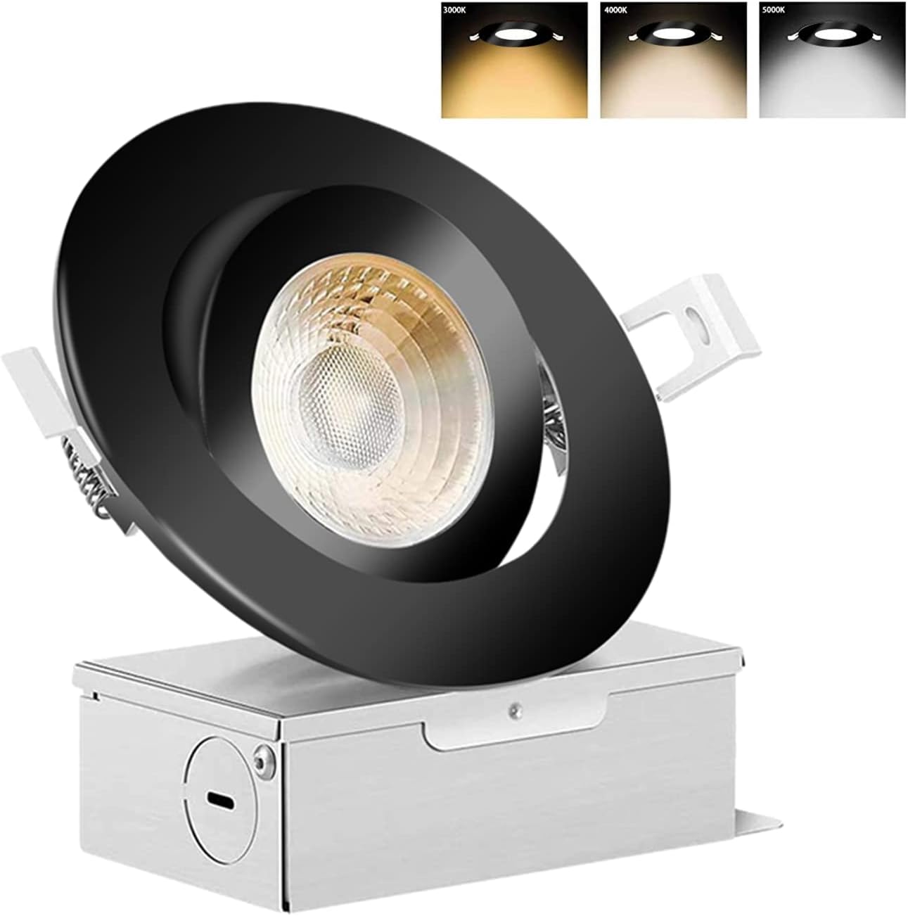 Black Gimbal Recessed LED Pot Lights,3CCT 4 Inch Slim 9W LED Recessed ...