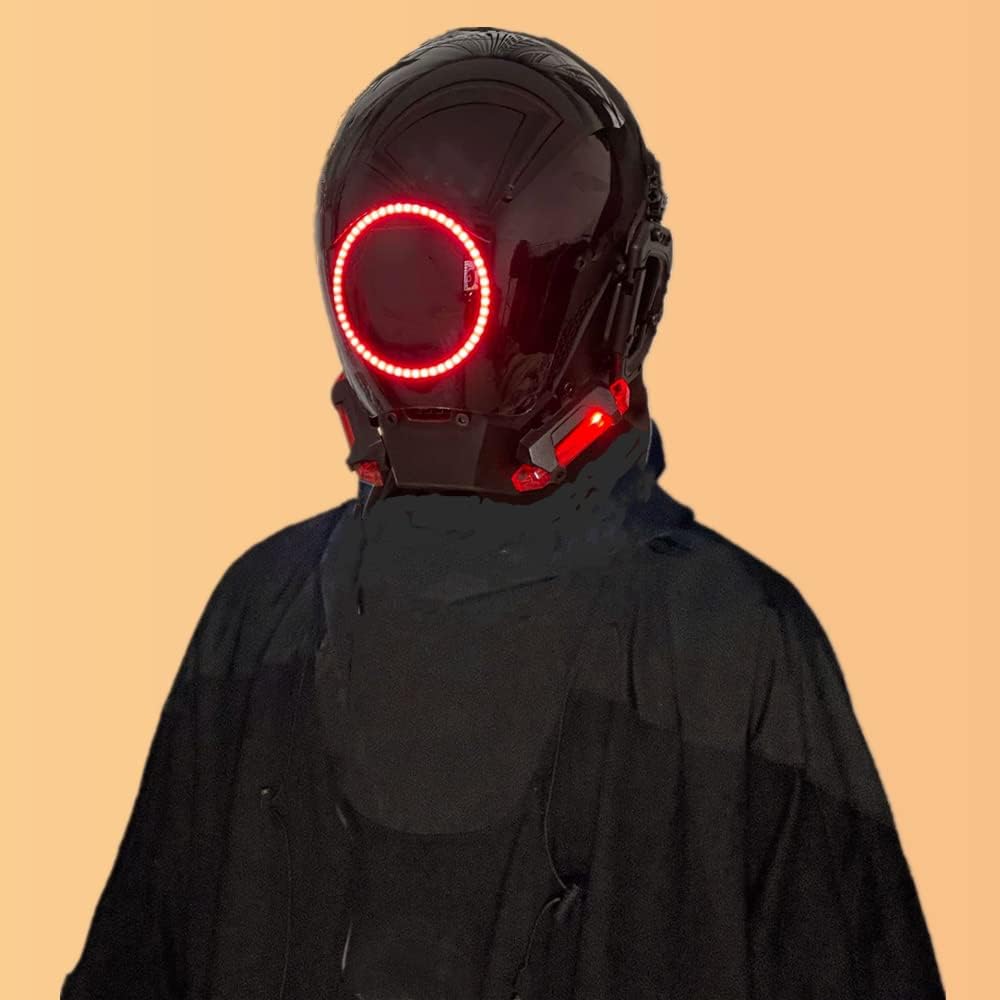 Amazon.com: LIGUOGUO Punk Mask with Red LED Lights Futuristic Punk Tech ...
