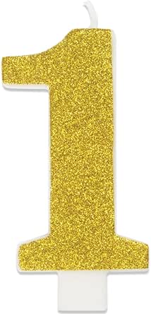 Unique Party 19961 19961-Glitter Number 1 Birthday Candle, Glitter ...