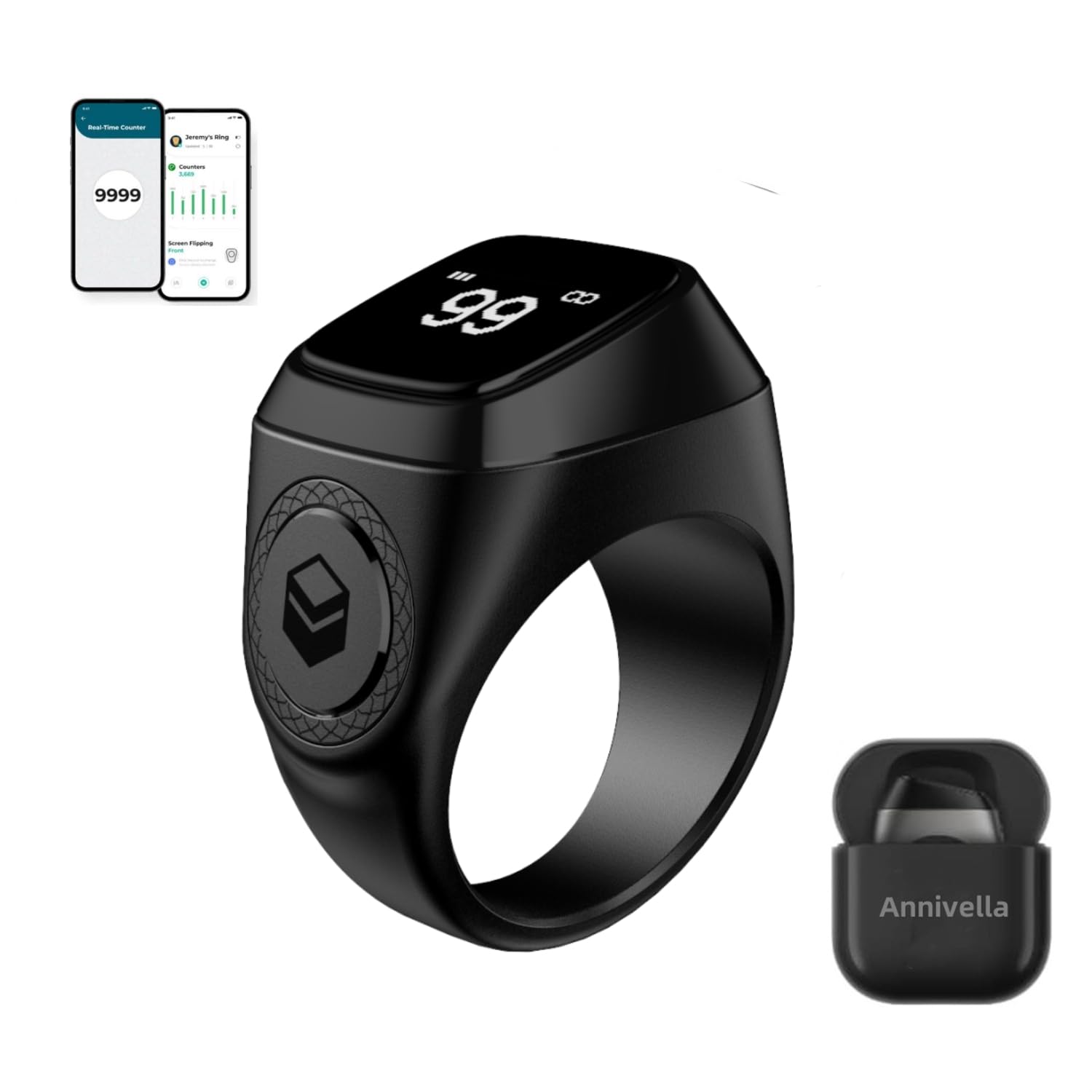 Buy Smart Rings for Men,Tasbih Rechargeable Finger Counter Prayer Smart ...