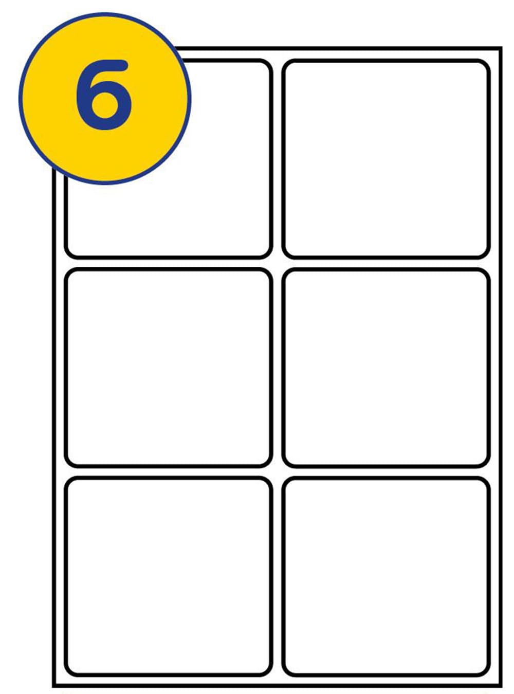 LABELS4U 50 Sheets A4, 6 Label per Sheet, Size 99.1 x 93.1mm (300 ...