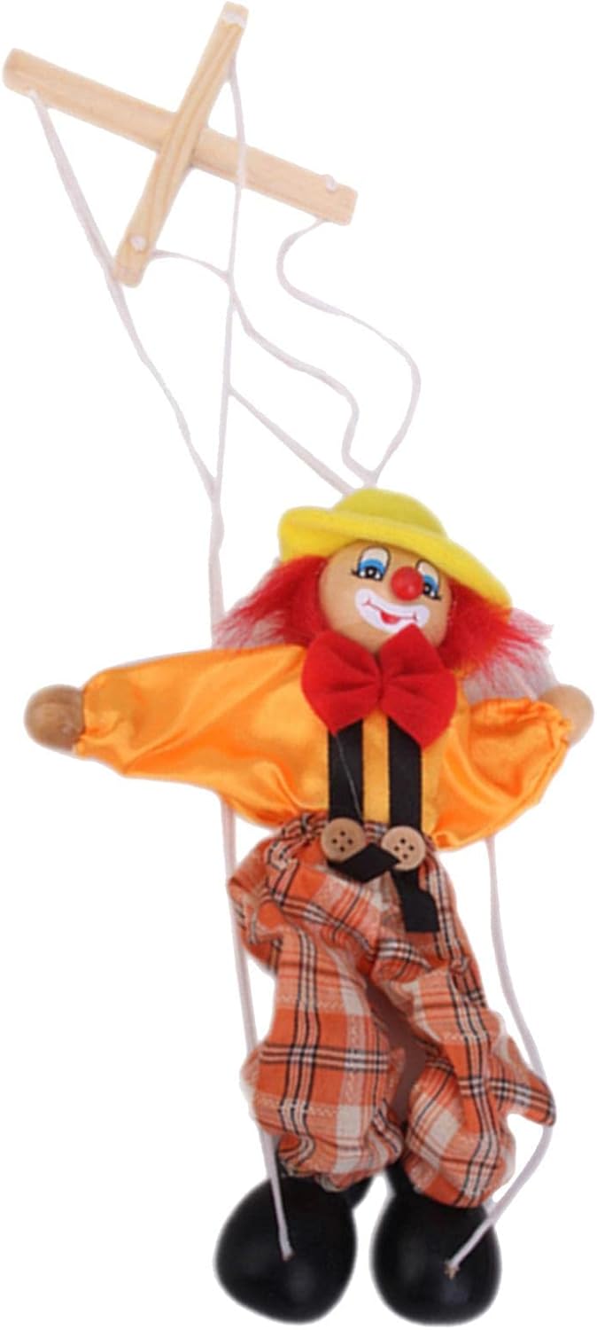 Amazon.com: rockible 1pcs Creative Wooden Clown Marionette Puppet Toy ...