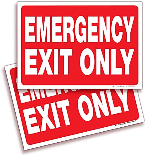 Amazon.com: (2 pack) Emergency Exit Only Alarm Will Sound Sign 10"x7 ...