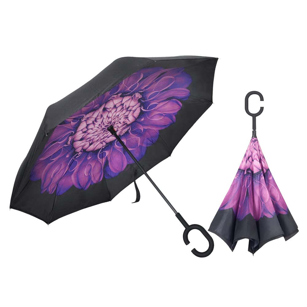 LLanxiry Umbrella,Inverted Reverse Upside Down Umbrellas with C-Shaped Handle, Anti-UV ...