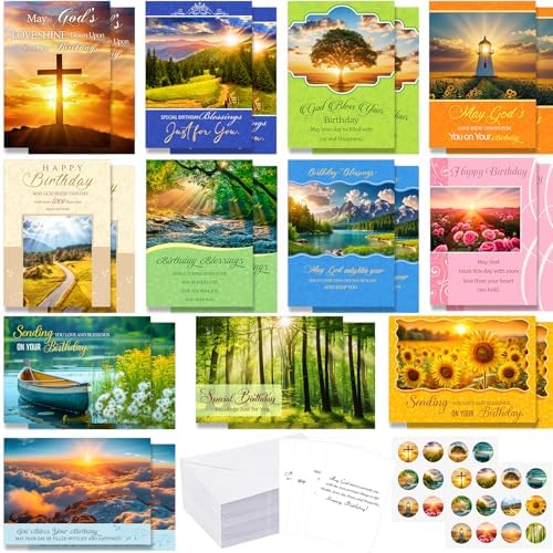 Amazon.com: Gersoniel 24 Pack Religious Christian Birthday Cards Bulk ...