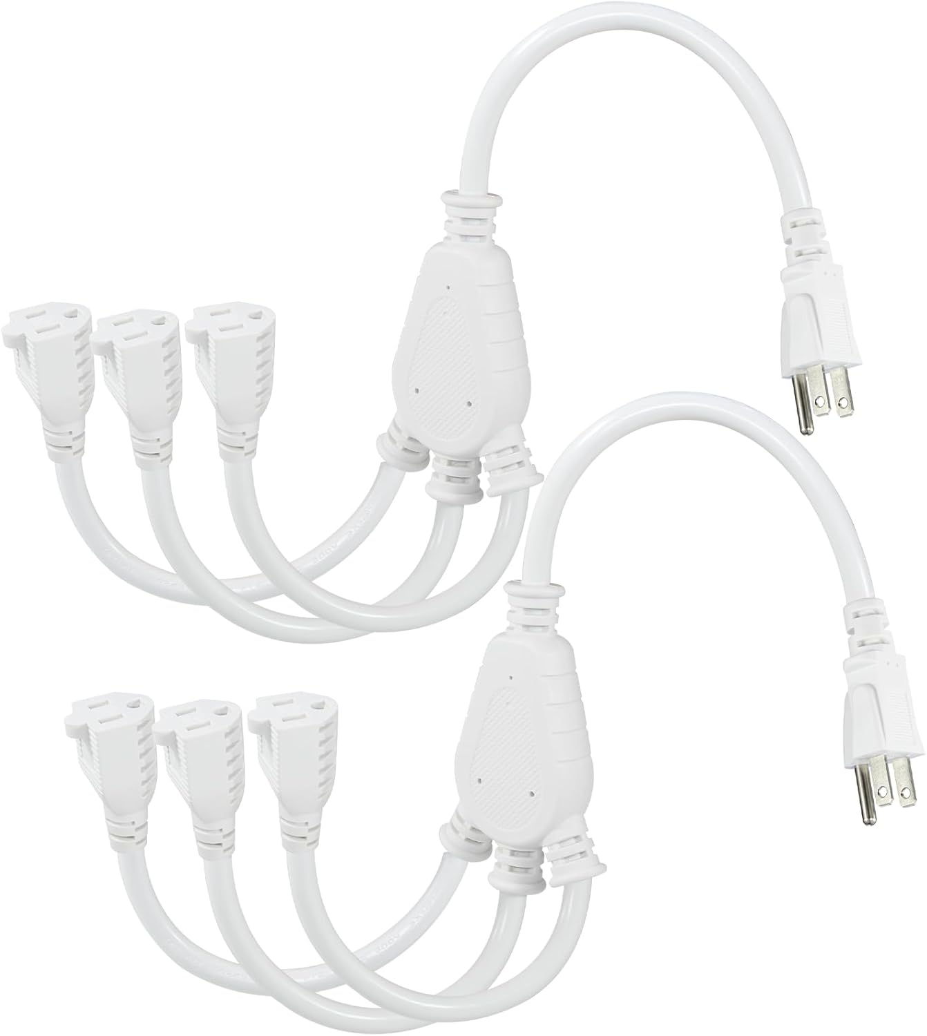 Amazon.com: KUNCAN 3-Outlet Extension Splitter Cord - White 2-Pack ...