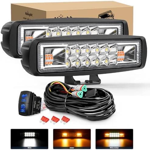 Amazon.com: Nilight LED Light Pods 2PCS 6 Inch 60W Amber White 3 ...