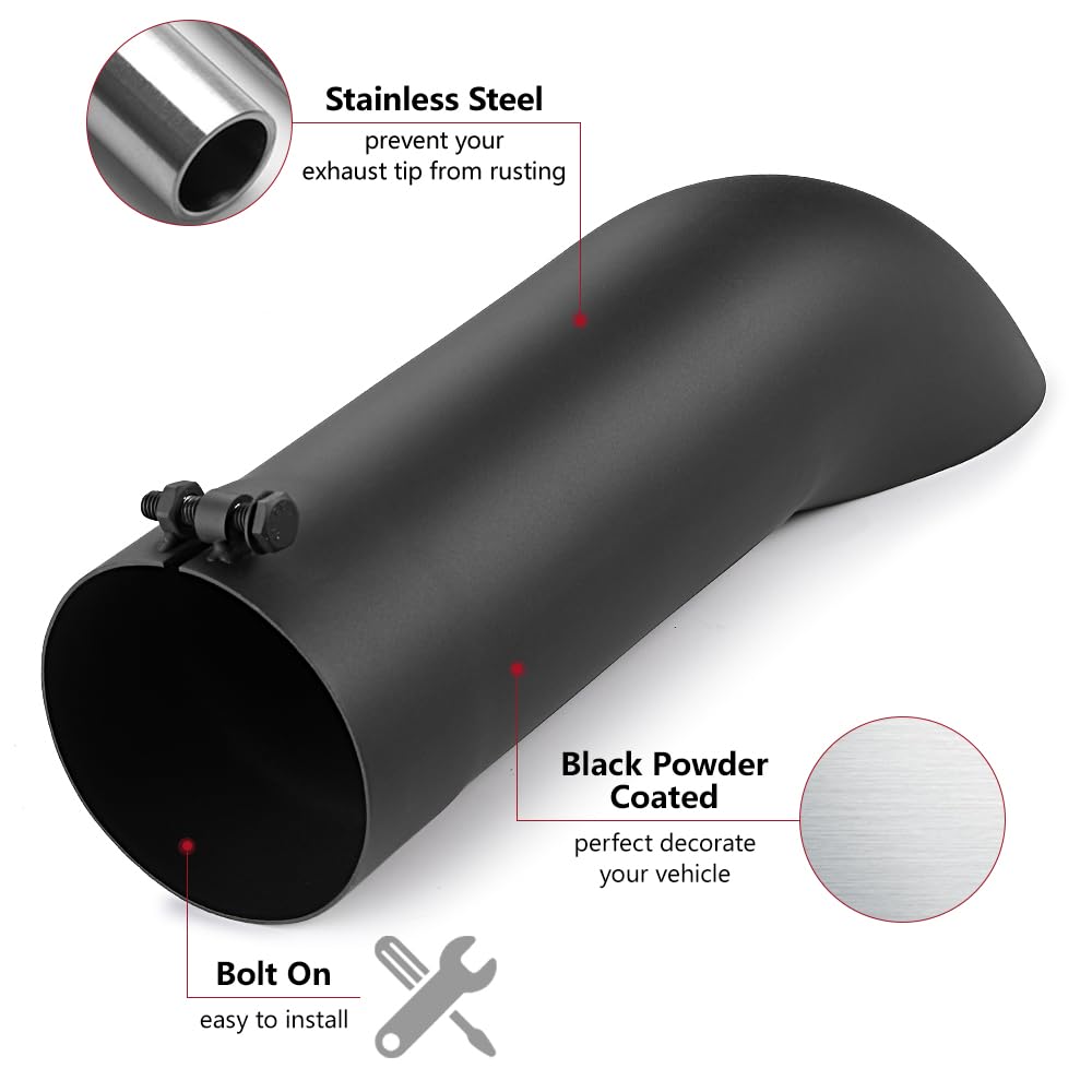 Snapklik.com : 4 Inch Inlet Turn Down Bolt On Exhaust Tip, Standard 4 ...