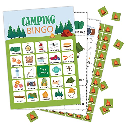 Camping Bingo Cards, Camp Adventure Bingo Game, Camp Birthday - Want It All
