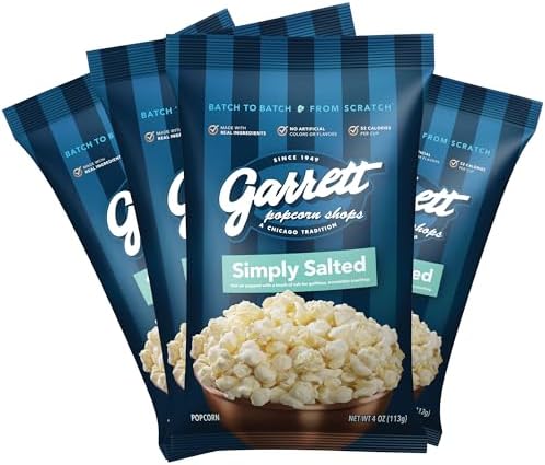 Amazon.com: Garrett Popcorn Simply Salted, 4.0oz, 4 Bags, Light Salty ...