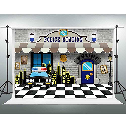 Buy Police Station Backdrop for Party, Police Car City Night Guard ...