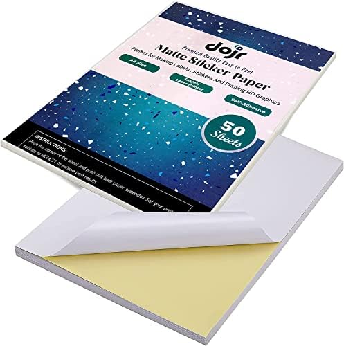 Sticker Paper for Printer A4, White Printable Sticky Labels for ...