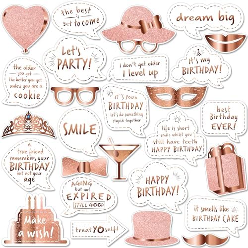 Amazon.com: 33PCS Glitter Birthday Photo Booth Props, LMSHOWOWO Rose ...