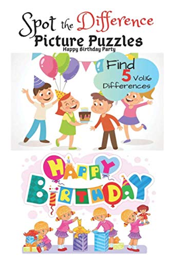 Spot the Difference Picture Puzzles "Happy Birthday Party" Find 5 ...