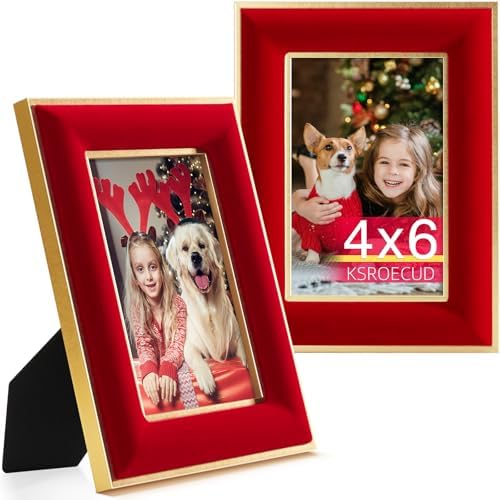 Amazon.com - KSROECUD 4x6 Velvet Picture Frame, Red Photo Frames with ...